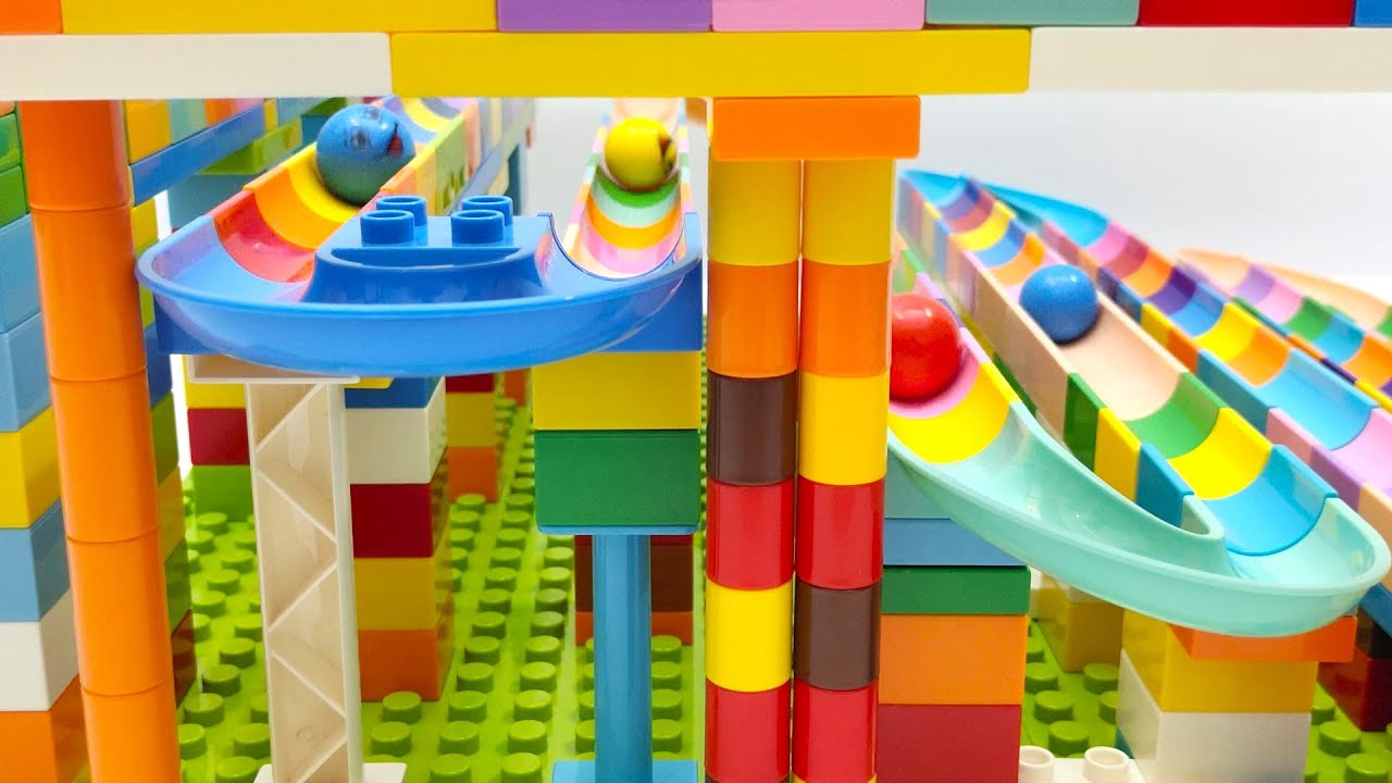 Satisfying Building Blocks Marble Run | ASMR | VTech | HABA | Lego ...