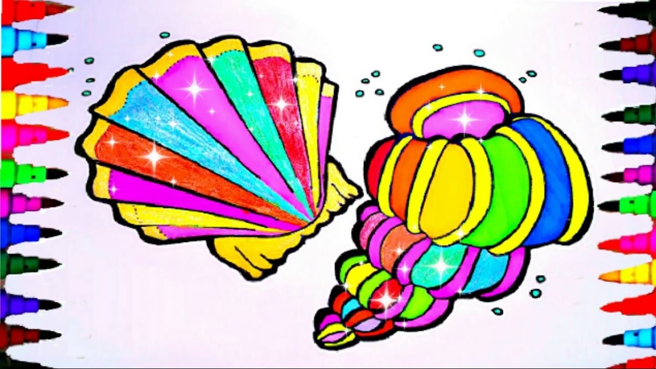 Fish Shells BEST LEARNING Coloring Book l Pages Ever Kids Learn Rainbow ...