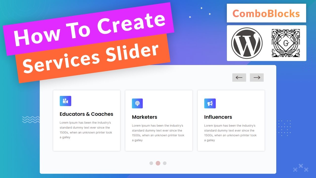 how to create services slider In Gutenberg? - YouTube