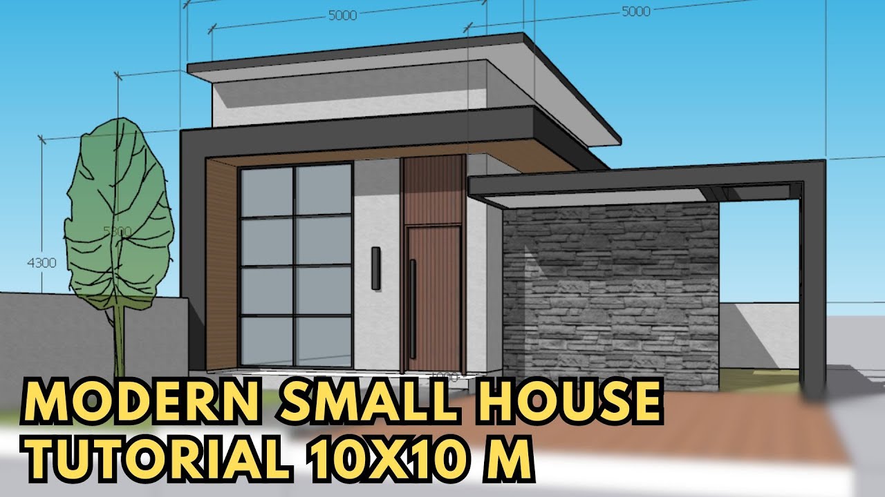 SKETCHUP HOUSE TUTORIAL | HOW TO MAKE SMALL MODERN HOUSE 10x10m - YouTube