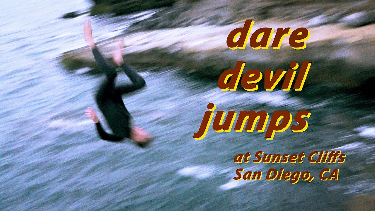 SAN DIEGO, California. Dare Devil Cliffs Jumping at Sunset Cliffs, San ...