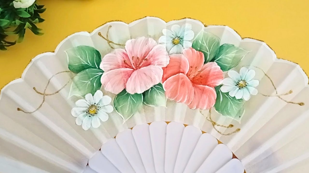 Cómo Pintar un Abanico con Flores - YouTube
