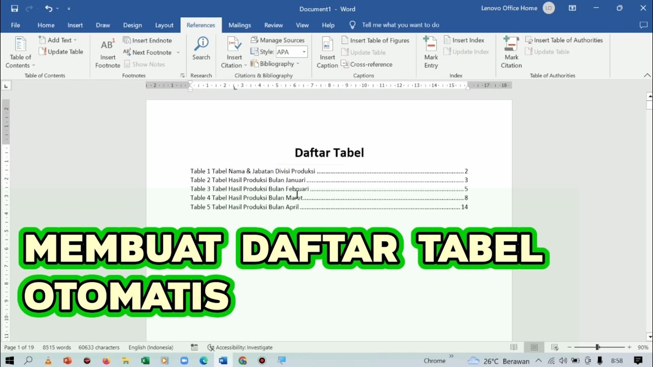 Cara Membuat Daftar Tabel Otomatis di Word - Semua Tabel di Dokumen ...