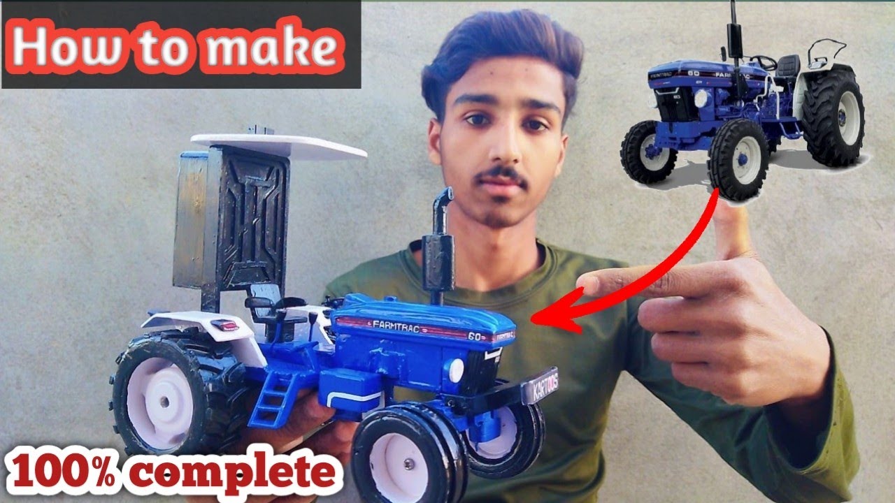 🚜. How to make RC Farmtrac 60 tractor at home with pvc pipe 🔥. घर पर ...