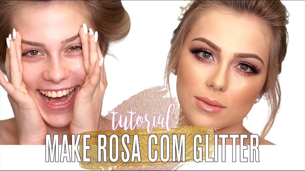 Tutorial Make Rosa com glitter - YouTube