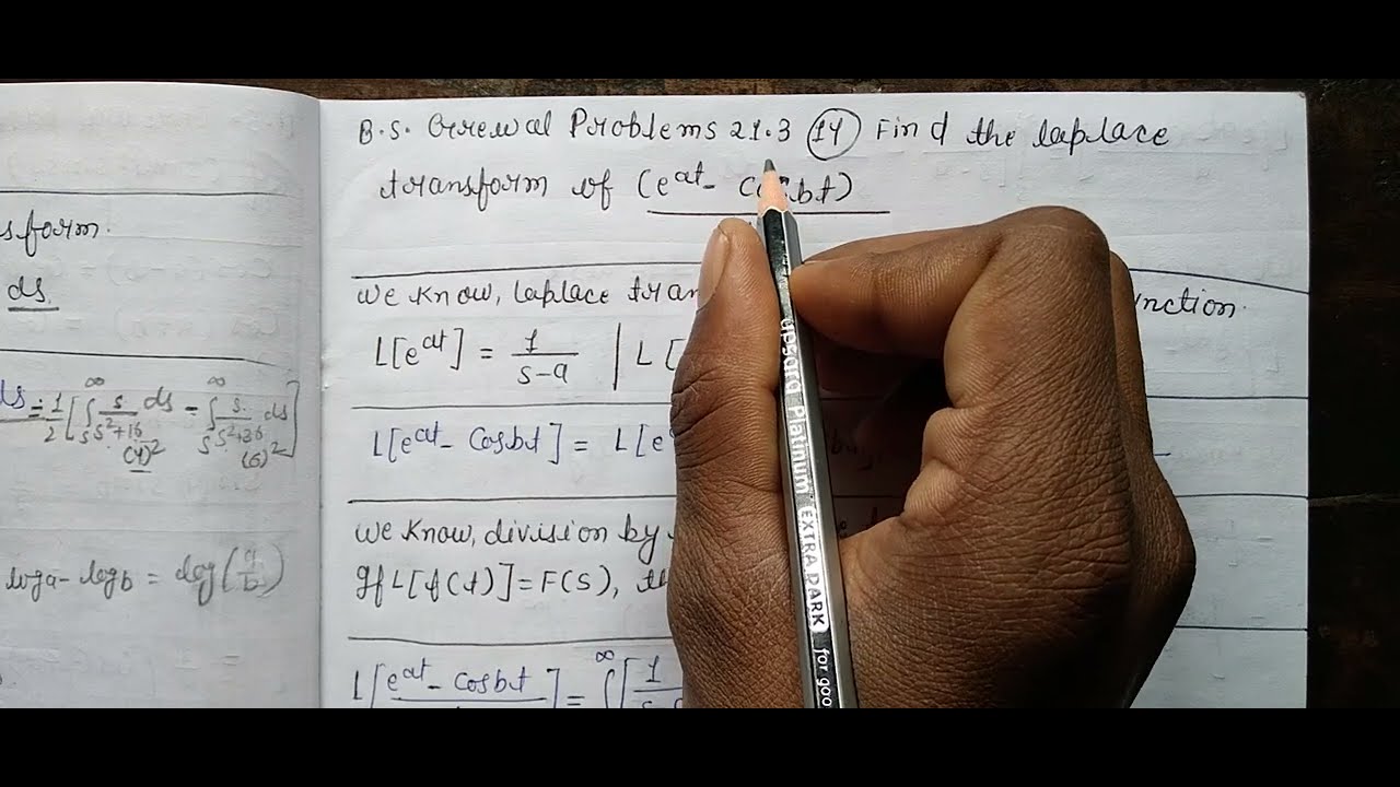 Laplace transform of [e^(at)-cosbt]/t || B.S Grewal problem:-21.3 ...