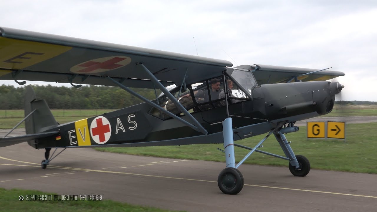 4Kᵁᴴᴰ Original Fieseler Fi 156 'Storch' Start up, Taxiing & STOL ...