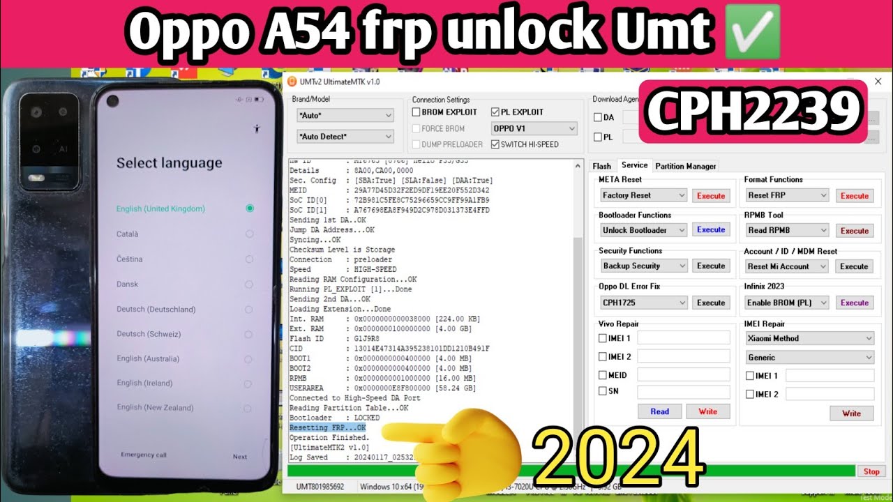 Oppo A54 (Cph2239) frp bypass Umt - YouTube
