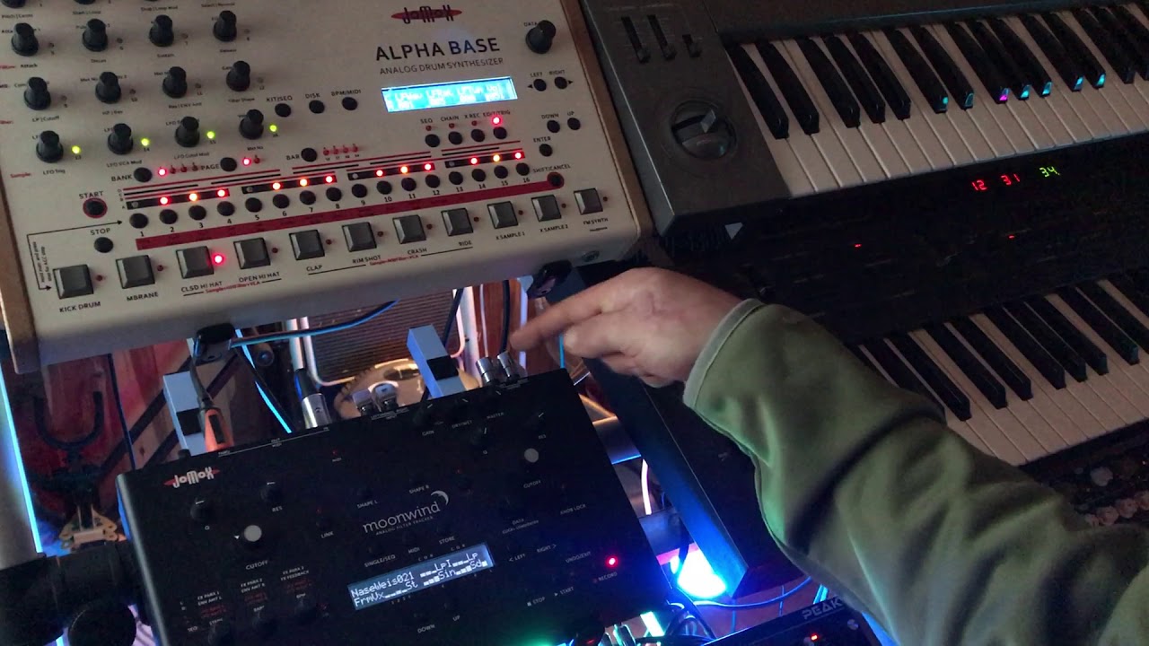 Jomox Alpha Base drum machine and Moonwind stereo tracking analog ...