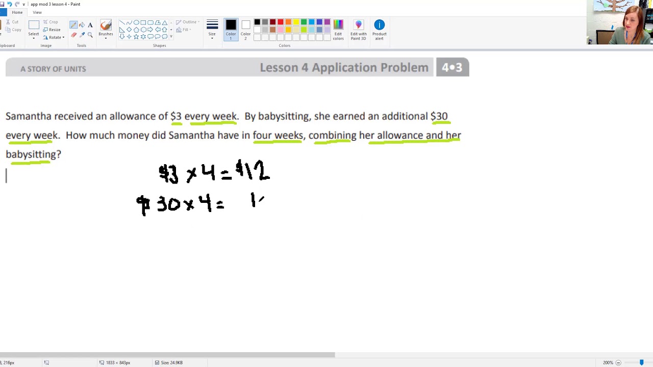 4th grade module 3, lesson 4 application problem - YouTube