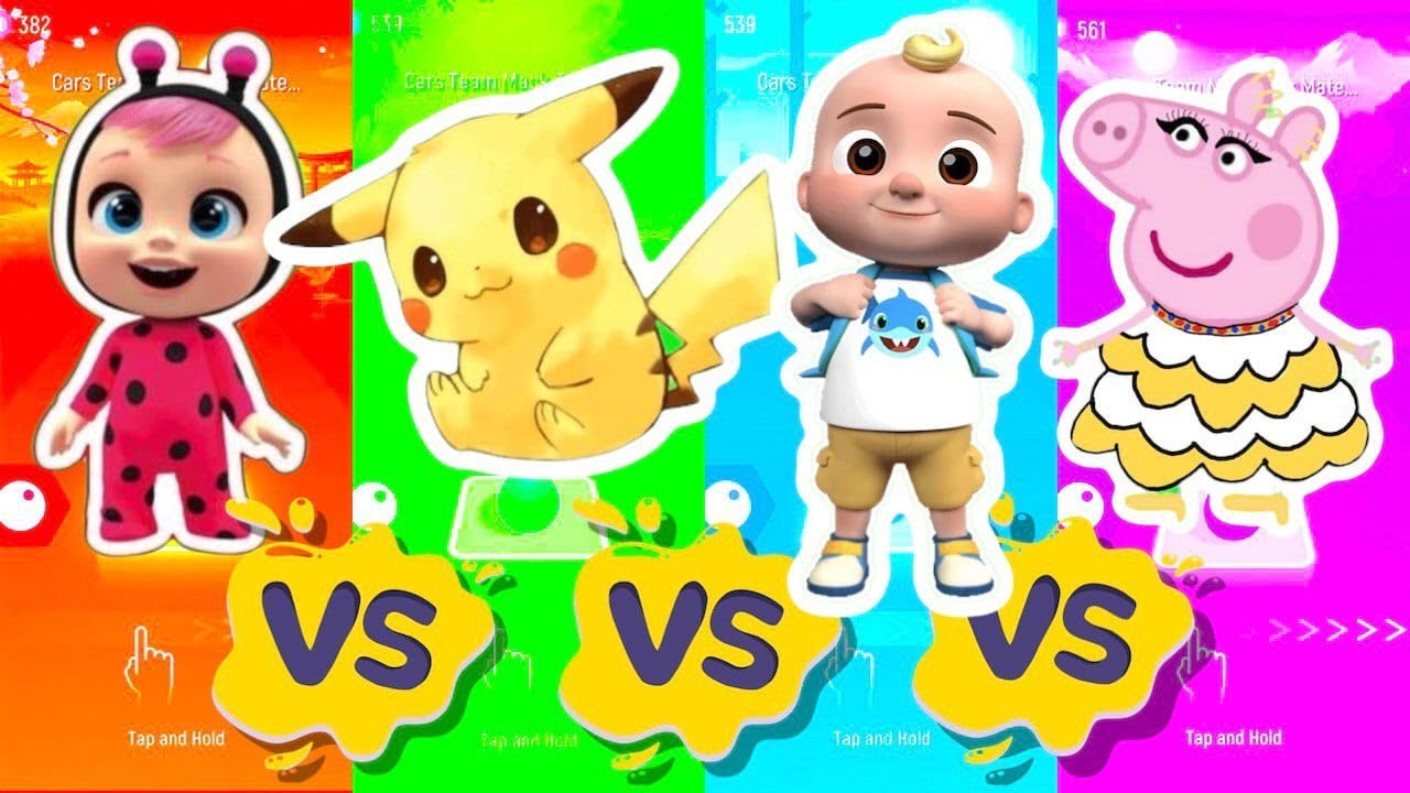 Cocomelon vs Cry Babies Lady vs Peppa Pig vs Pikachu | Hopscotch Tiles ...