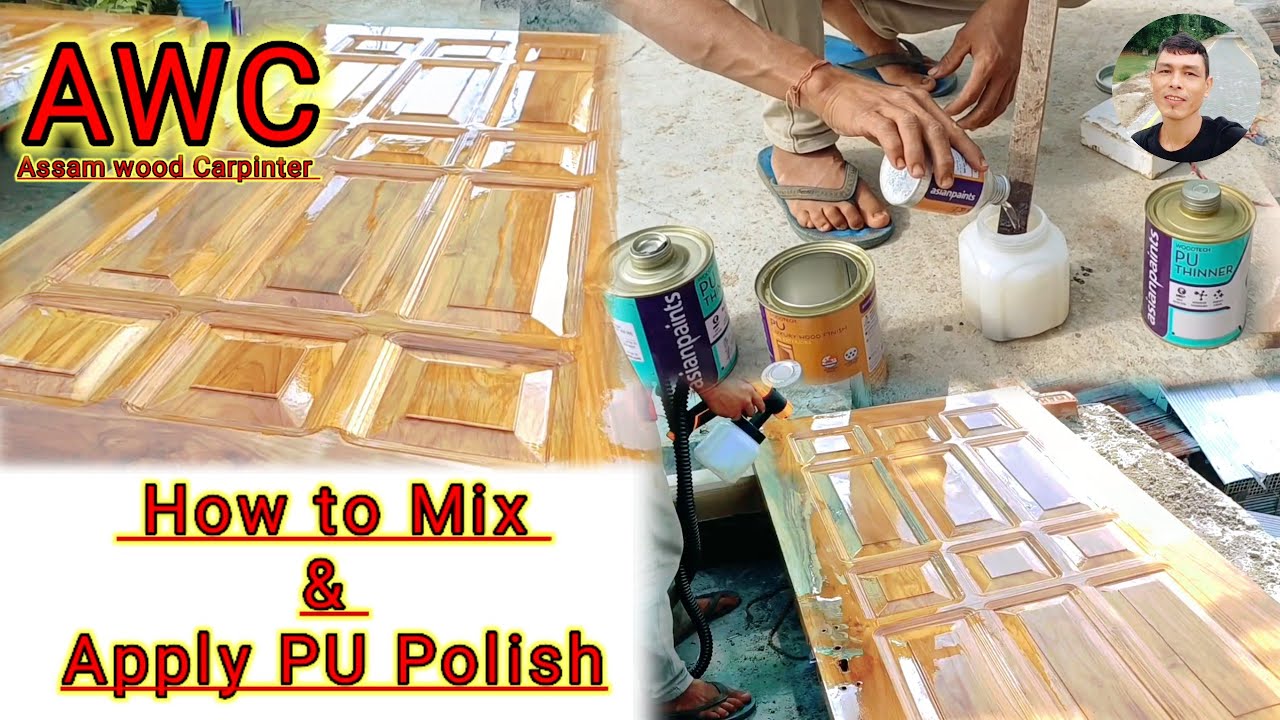 How to Apply PU Polish // How to Mix & Apply PU Polish // Wooden door ...