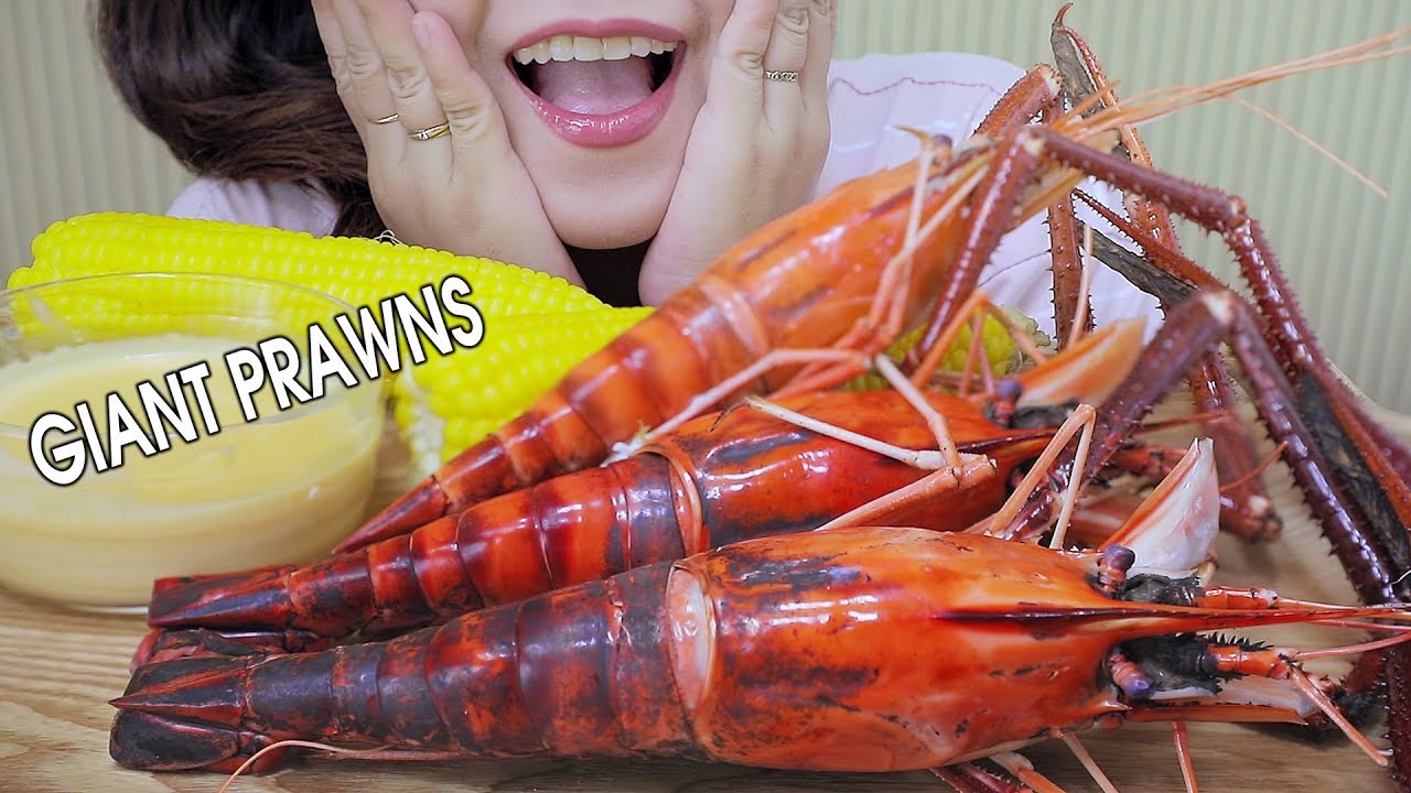 ASMR EATING GIANT PRAWNS WITH CHEESE SAUCE , EATING SOUNDS | LINH-ASMR ...