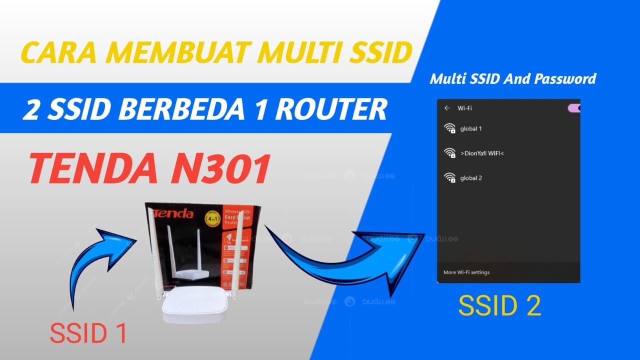 CARA MEMBUAT 2 SSID DI ROUTER TENDA N301 MULTI SSID And PASSWORD - YouTube