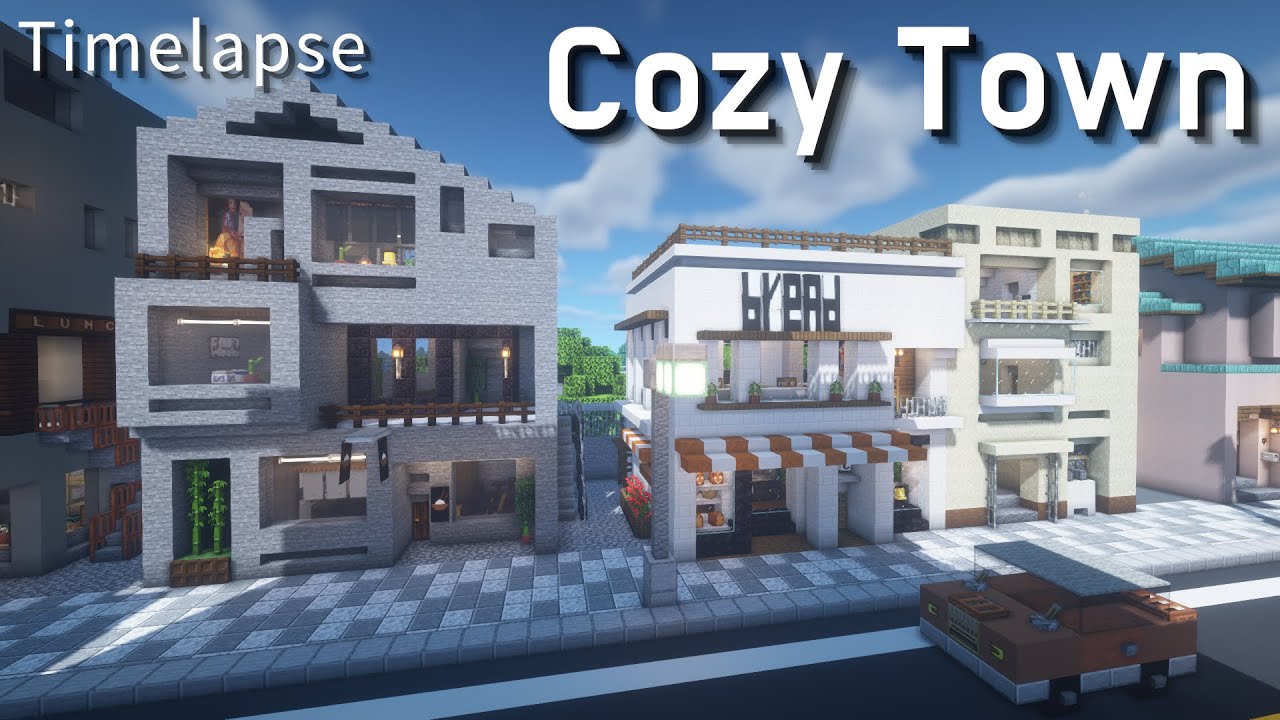 [마인크래프트 타임랩스] Cozy Town#8/Minecraft Timelapse - YouTube