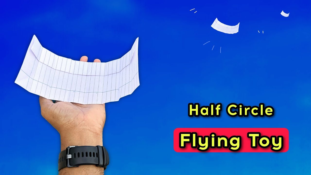 half circle helicopter, flying paper circle plane, how to make notebook ...