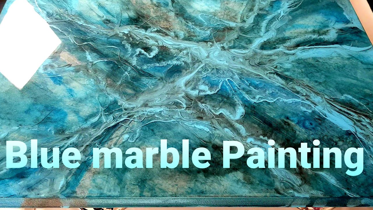 4k Blue marble Designer painting ART with Epoxy resin 레진공예 - YouTube