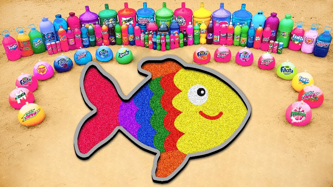 How to Make Rainbow Fish with Orbeez, Giant Pepsi, Coca Cola, and ...