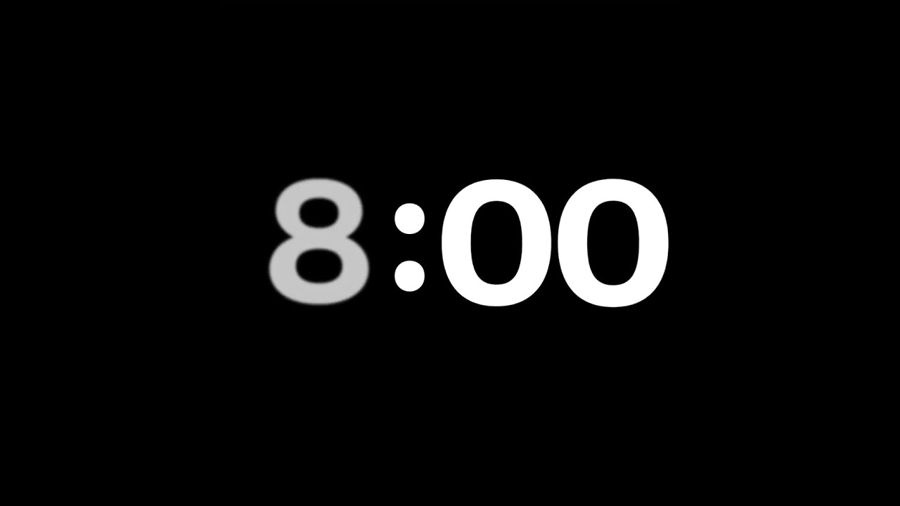 8 Minute Countdown Timer | Simple Black and White Timer for Focus ...