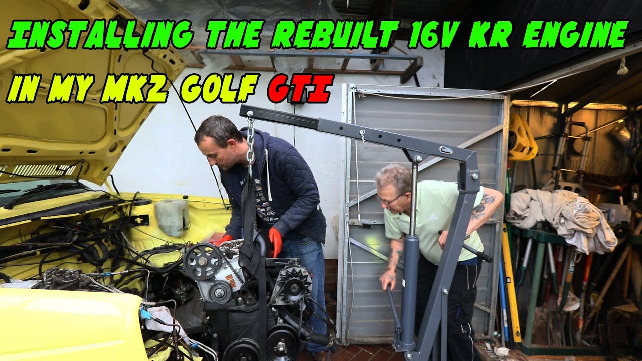 Installing the rebuilt 16v KR Engine in my MK2 Golf GTI - YouTube