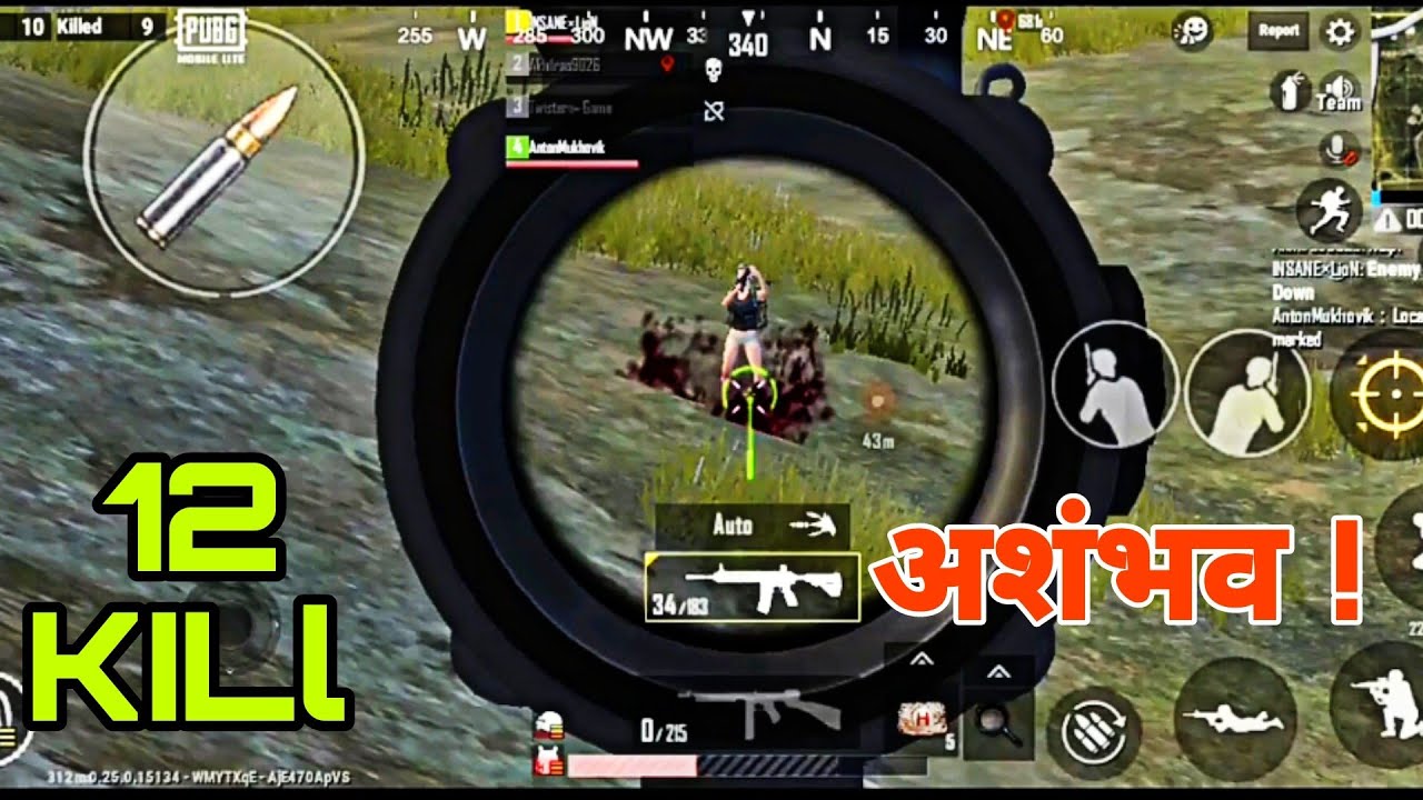 12 KILL FULL RUSH GAME PLAY I PUGE MOBILE LITE - INSANE LION - YouTube