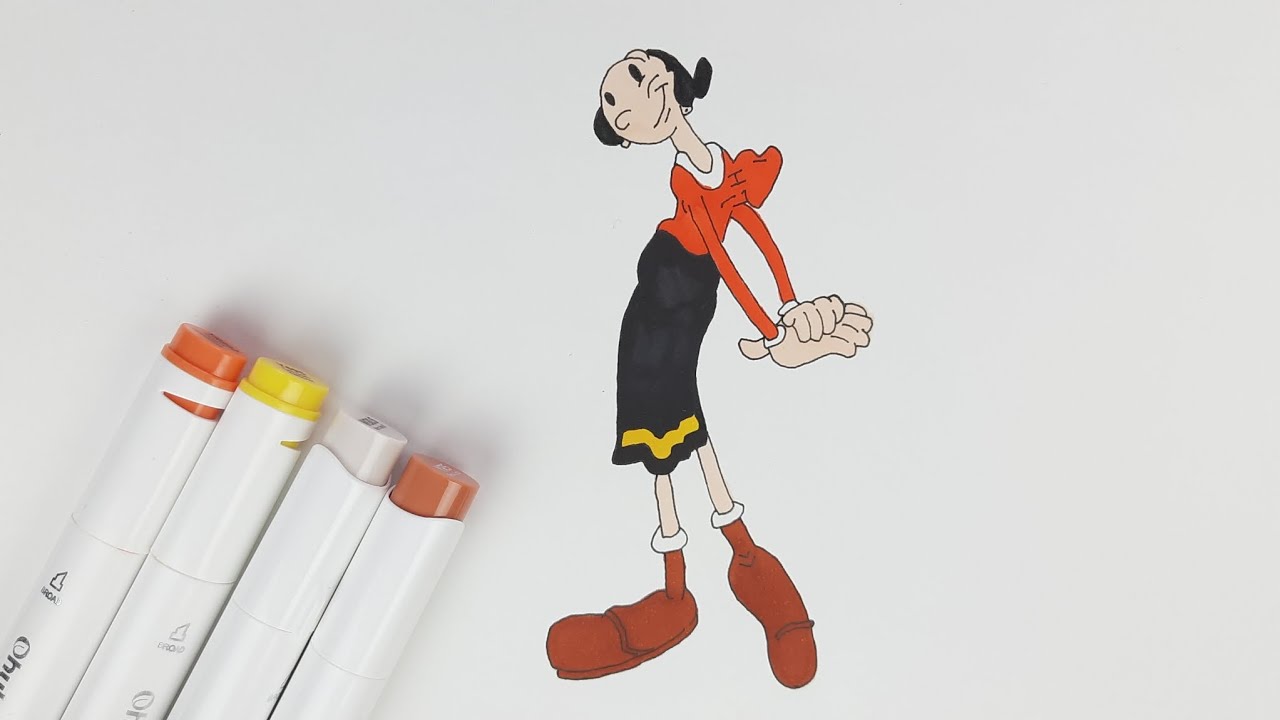 How to draw Olive Oyl (Popeye the Sailor Man) | Easy Drawing for ...