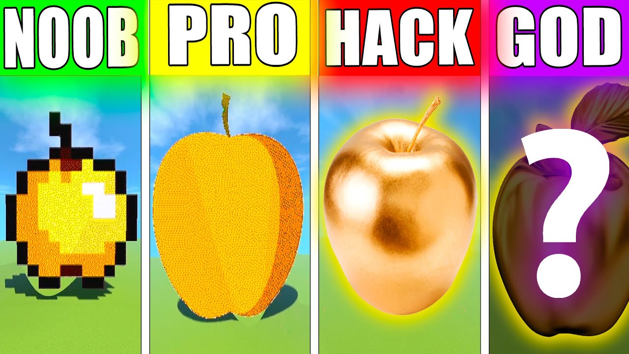 NOOB VS PRO VS HACKER VS GOD GOLDEN APPLE Minecraft Pixel Art - YouTube