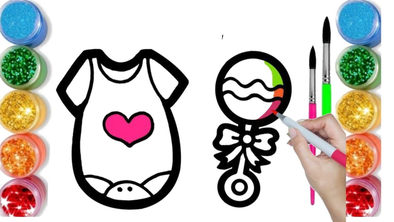 cute baby clothes and toy drawing for kids. easy and simple step by ...