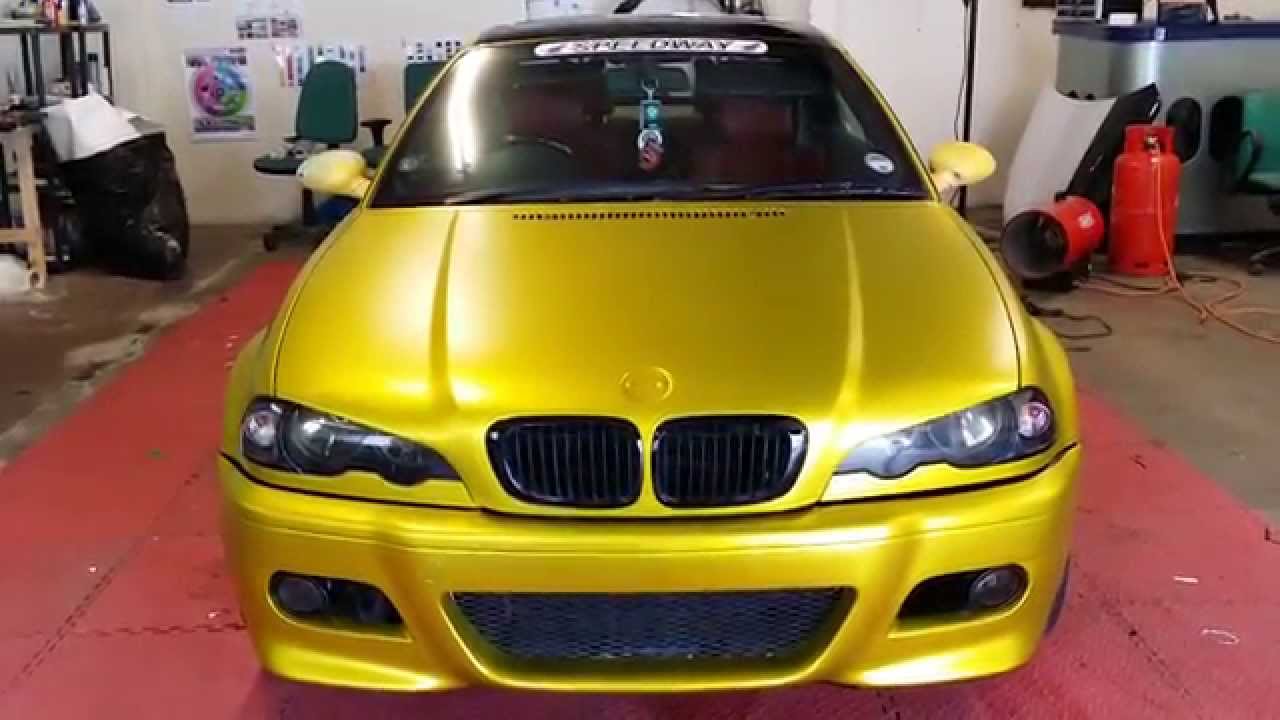 BMW E46 Vvivid Satin Gold Chrome Wrap 360 - YouTube