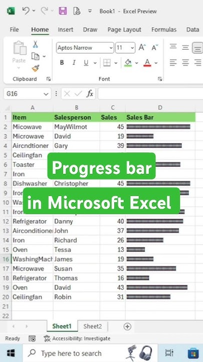 Progress bar in Microsoft Excel #excelhacks #exceltech #exceltipsandtricks #excelshorts - YouTube