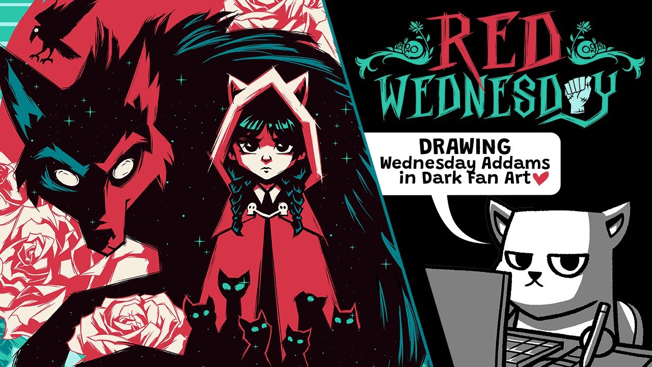 Drawing Wednesday Addams and Enid Sinclair in Dark Fan Art - YouTube