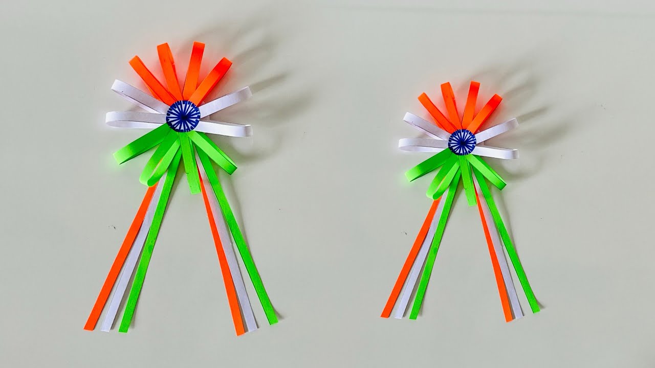 DIY- Tricolour Flower Badge || Independence Day Craft Ideas || Paper ...