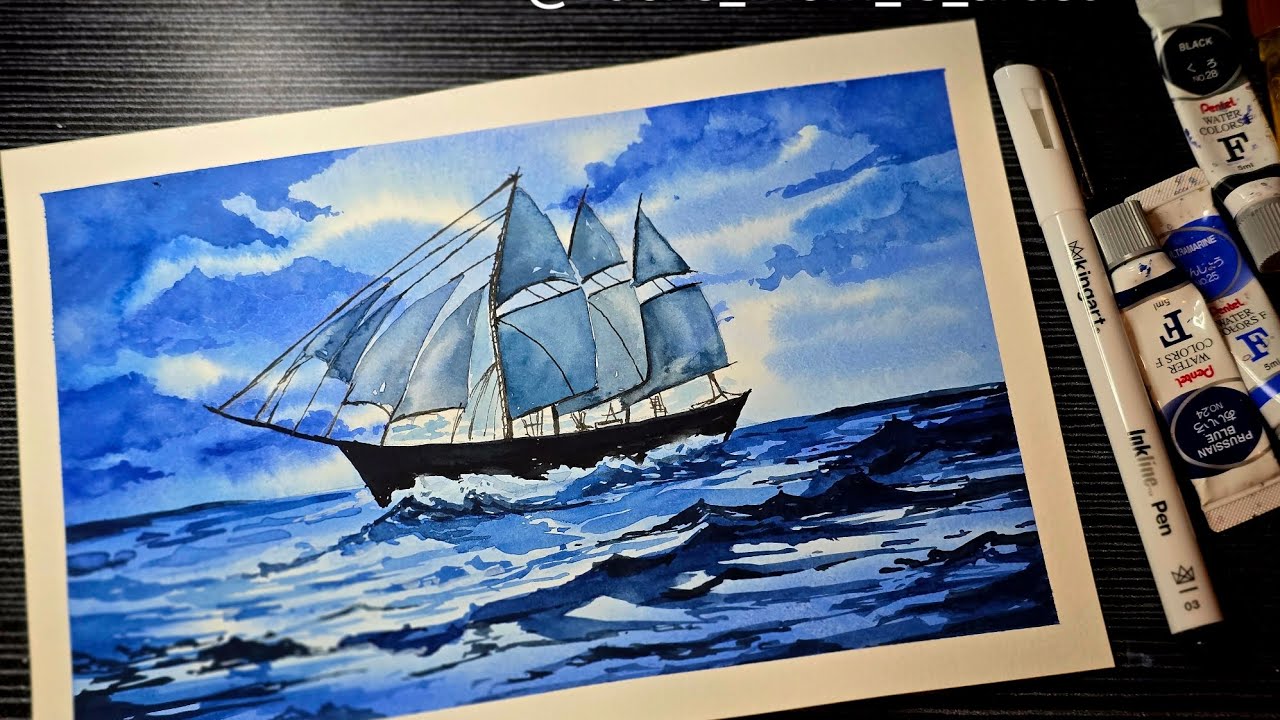 Simple watercolor painting using 3 colors only! #42 #fineart # ...