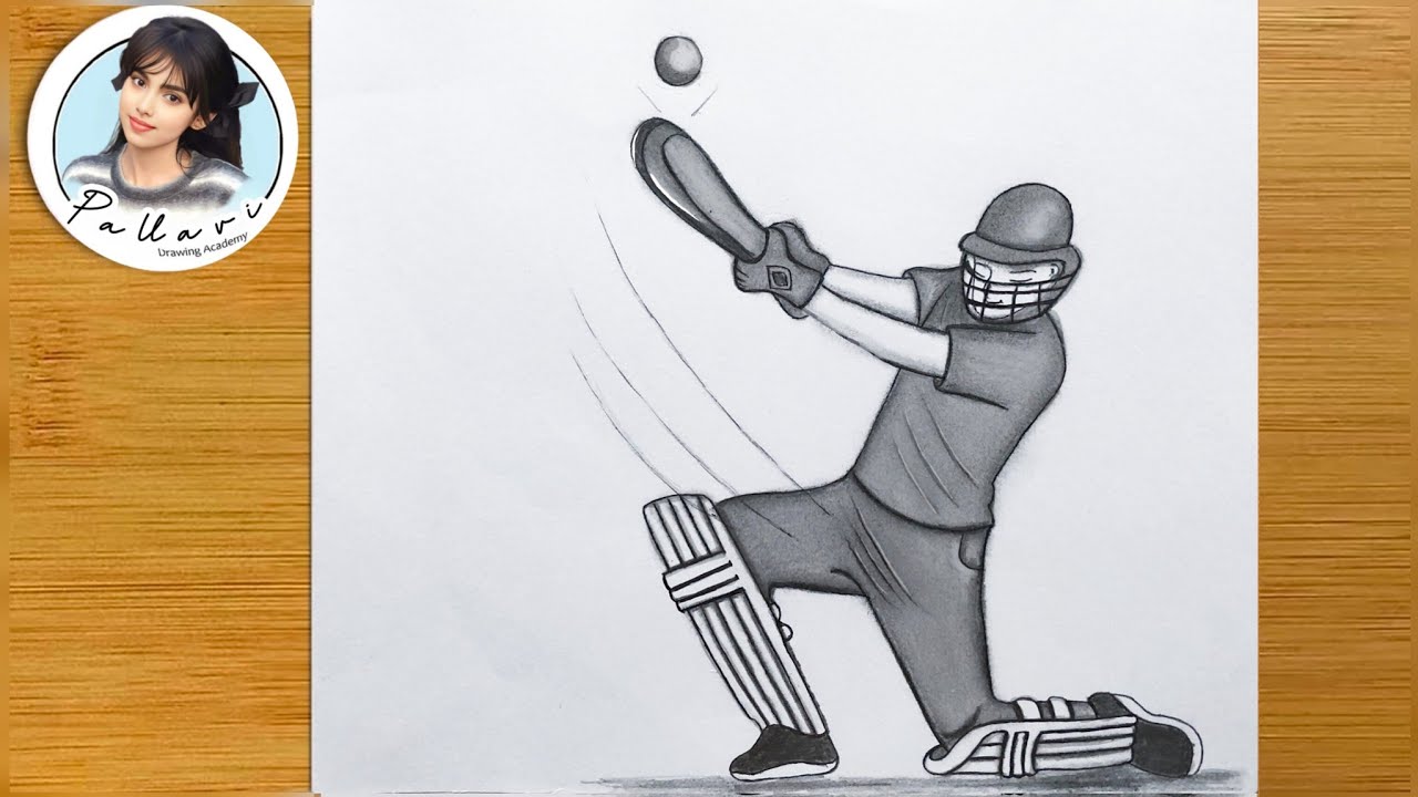 How to draw a Boy playing cricket Match || Pencil easy sketch for ...