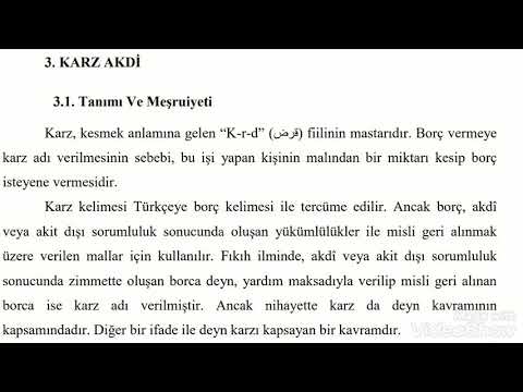 İslam HUKUKU Karz akdi