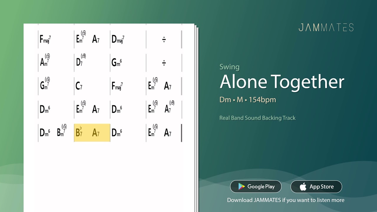 [JAZZ STANDARD] Alone Together (Dm, M, 154bpm, Swing) I Jazz Backing ...