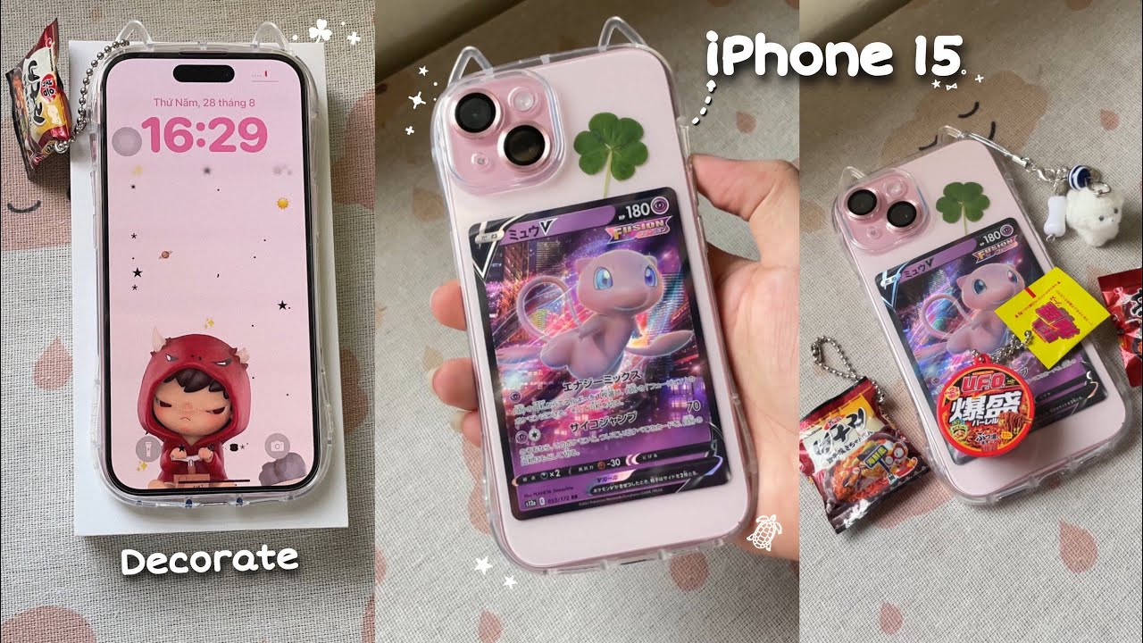 Decorating iPhone 15 (Pink) ♡ Rakufun Haul Unboxing ★ Aesthetics home ...