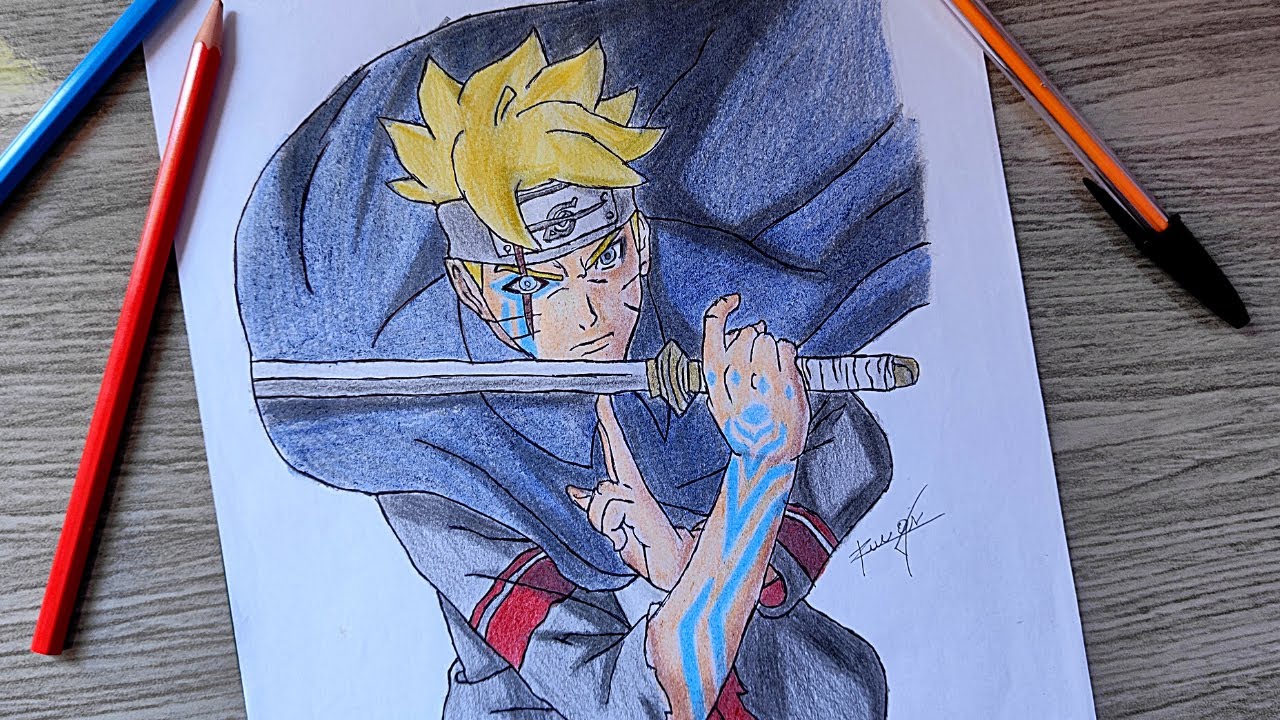 BORUTO ADOLESCENTE COM KARMA - SPEED DRAWING - YouTube