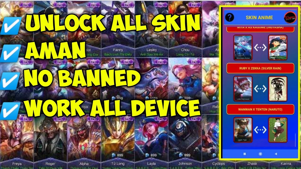 SCRIPT UNLOCK ALL SKIN - UNLOCK ALL SKIN MOBILE LEGEND SCRIPT - YouTube