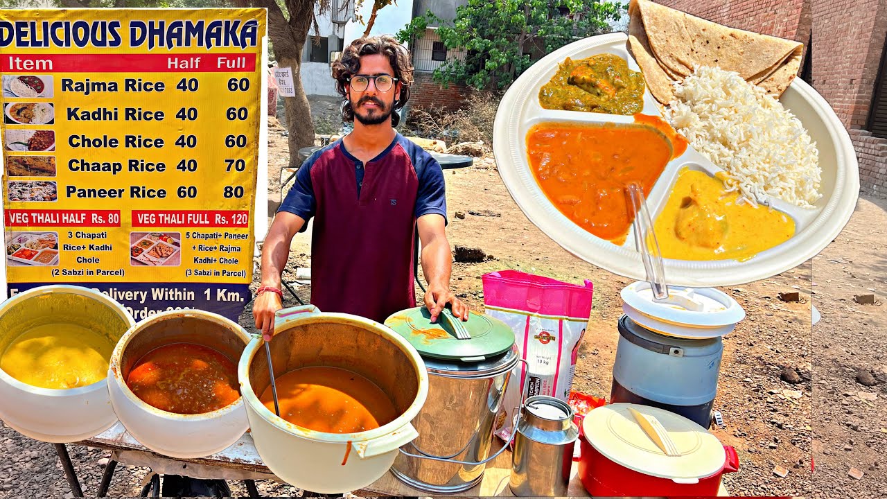 Student selling Deluxe Thali in faridabad । street Food India - YouTube
