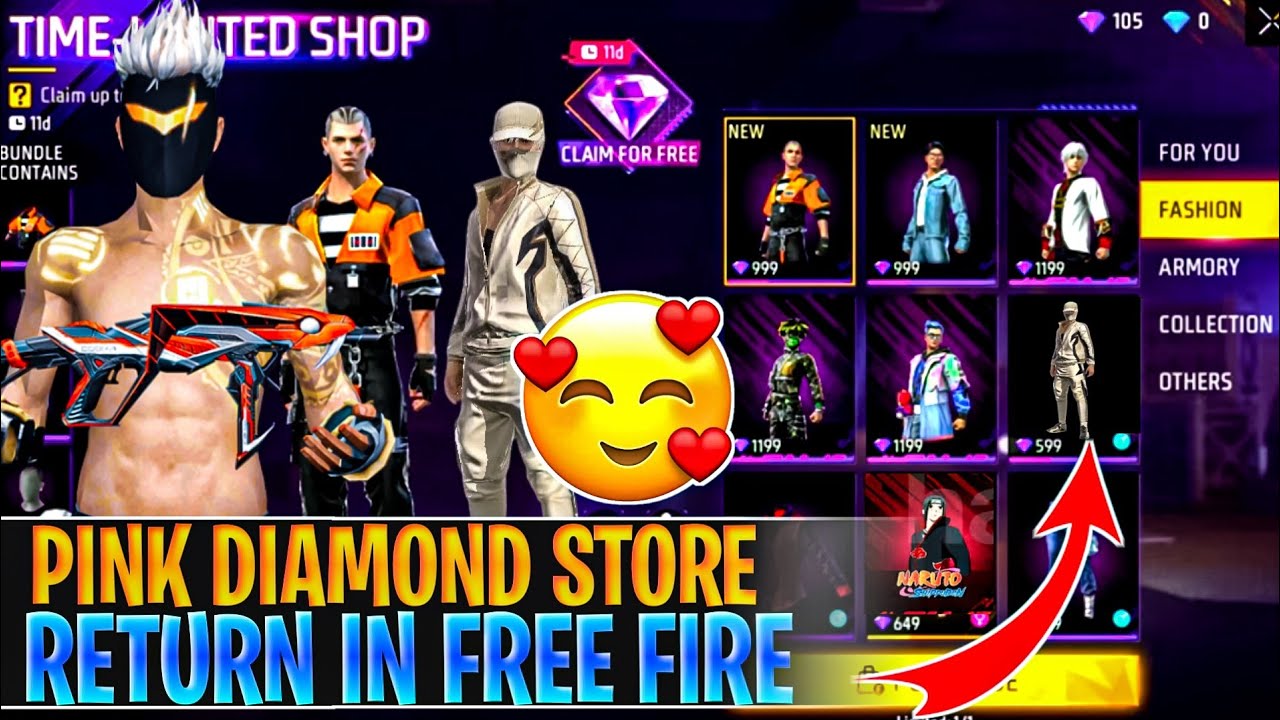 PINK DIAMOND STORE RETURN IN FREE FIRE | FF PINK DIAMOND STORE EVENT ...