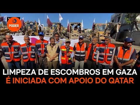 Limpeza de escombros na Cidade de Gaza é iniciada com apoio do Qatar