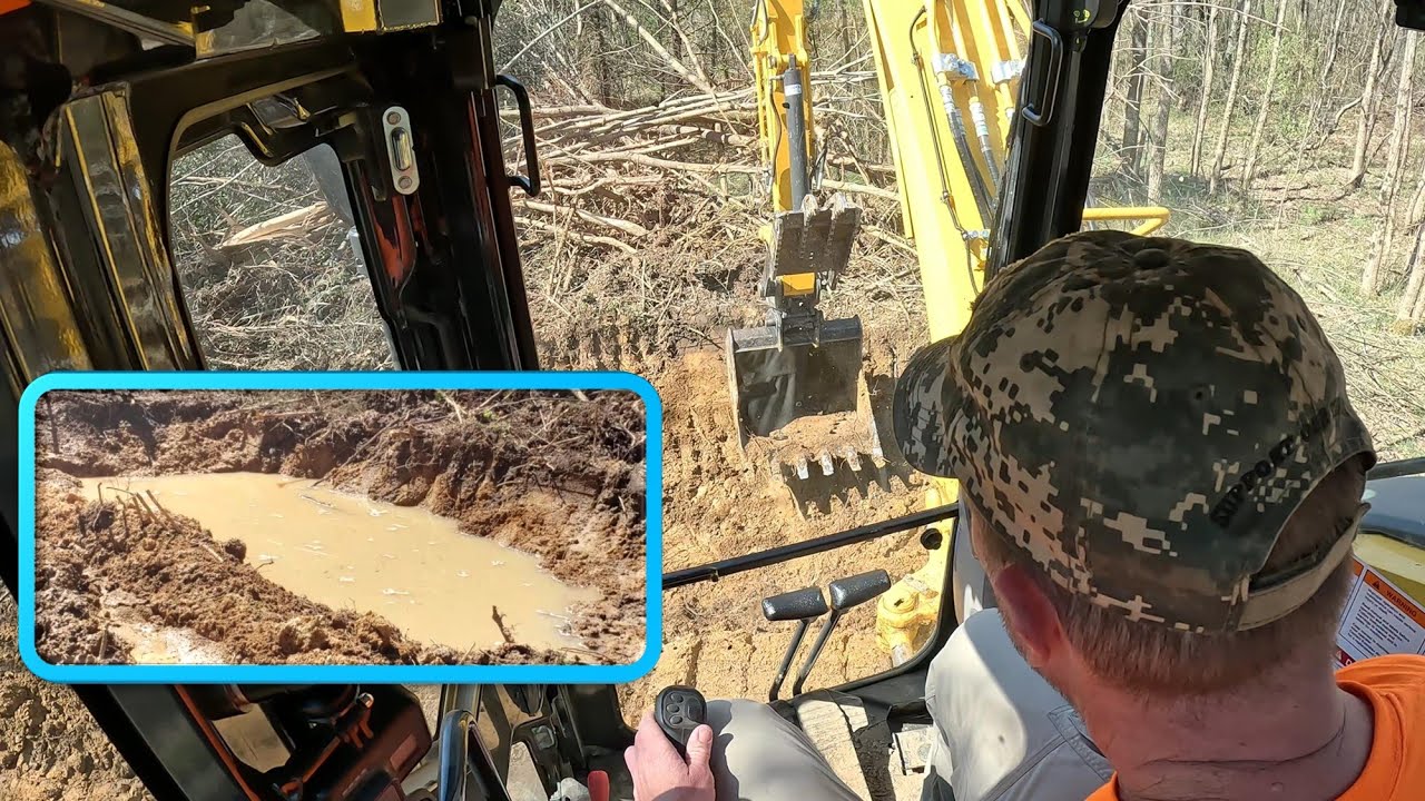 Komatsu pc88 excavator digging deer watering hole (Before & After ...