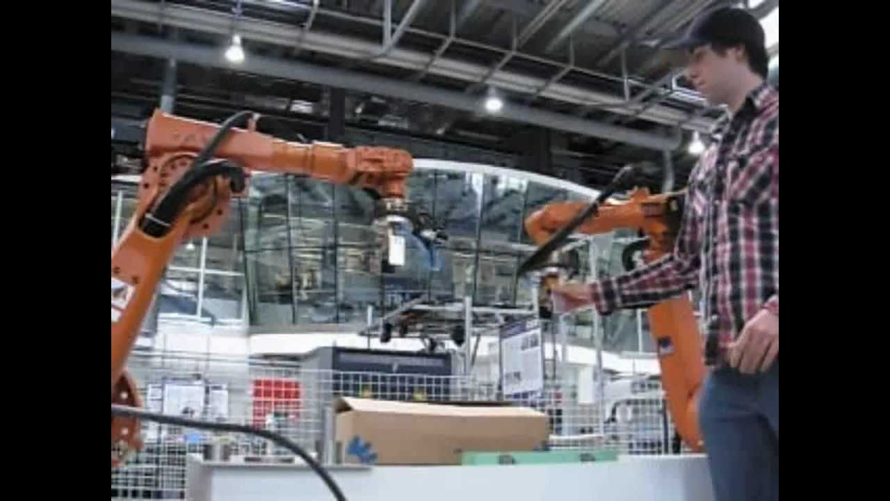Admittance control with two kuka robots - YouTube