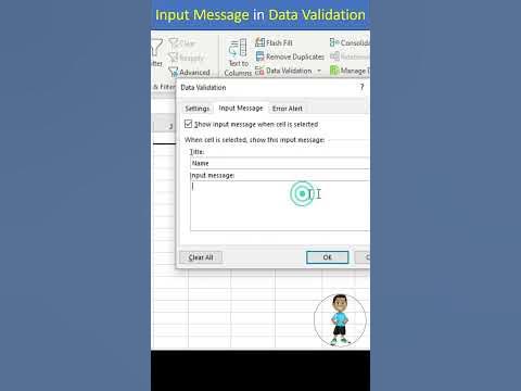 Input Message Data Validation in Excel #excel #exceltips #shorts #msexcelfullcourse # ...