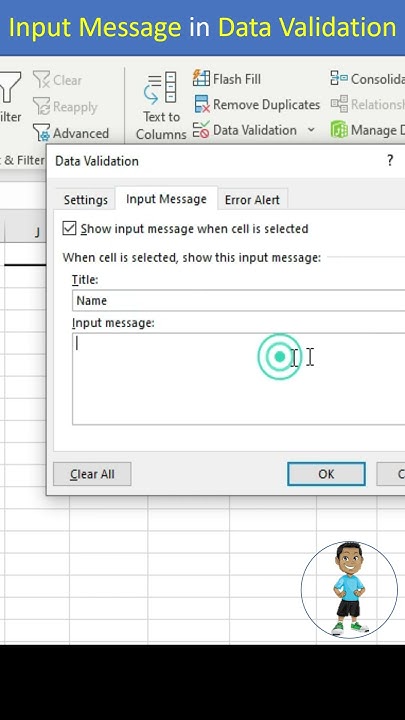 Input Message Data Validation In Excel Excel Exceltips Shorts Msexcelfullcourse 0339