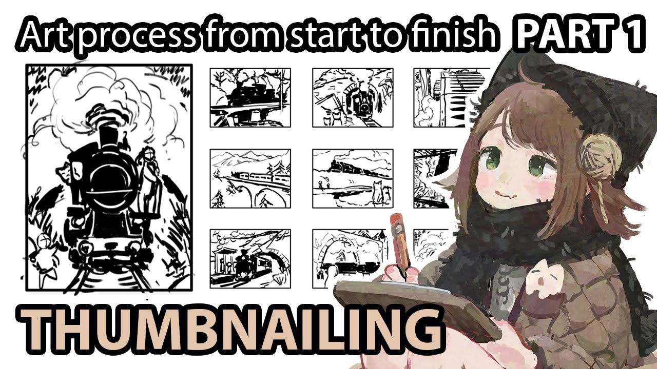 【DRAWING】Thumbnailing | Art process from start to finish PART 1【Tabby ...