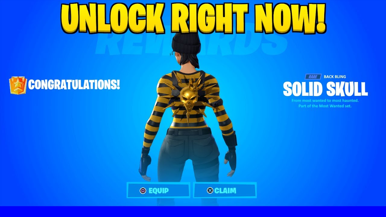 How To Get SOLID SKULL BACK BLING for FREE in Fortnite! (Most Wanted ...