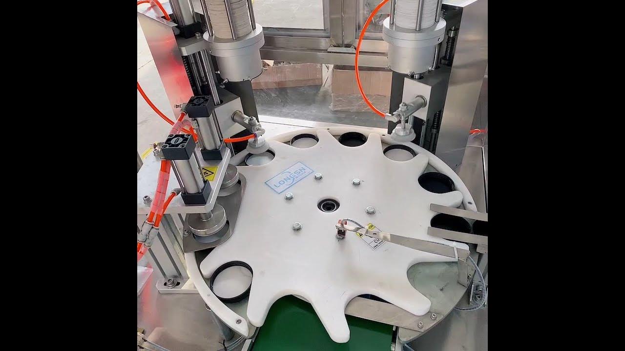 Automatic big cap wad liner lining wadding inserting machine - YouTube