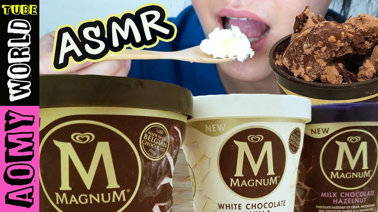 ASMR Magnum Milk Chocolate Hazelnut & White Chocolate Vanilla Ice Cream ...